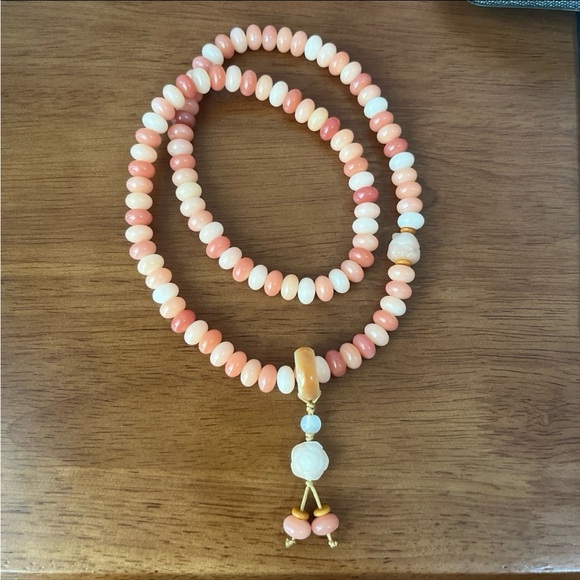 Jewelry | Natural Bodhi Root Necklacebracelet In Peach And Cream | Poshmark
